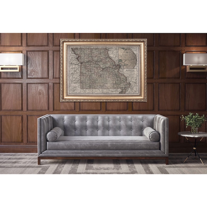 Giant Map of Missouri Rustic Style Travel Map Map Decor 1886 | Etsy