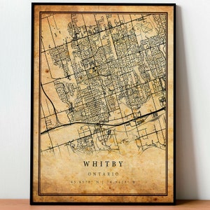 Whitby Vintage Map Poster Wall Art | City Artwork Print | Antique ...