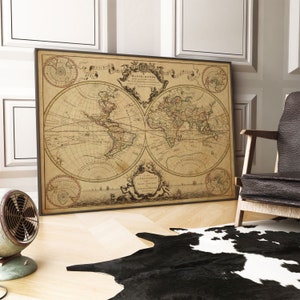 1720 Old World Map,world Map Wall Art, Historic Map Antique Style Map Art Guillaume Mappe Monde ...