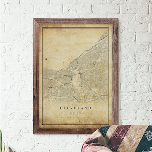 Cleveland Vintage Map Poster Wall Art | City Artwork Print | Antique ...