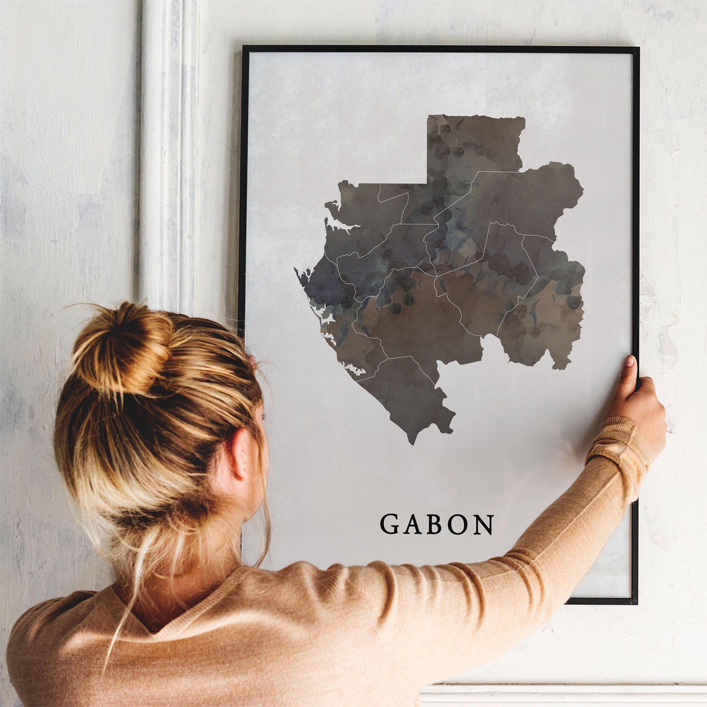 Gabon Vintage Style Map Print Gabon Map Poster Gift Gabon - Etsy