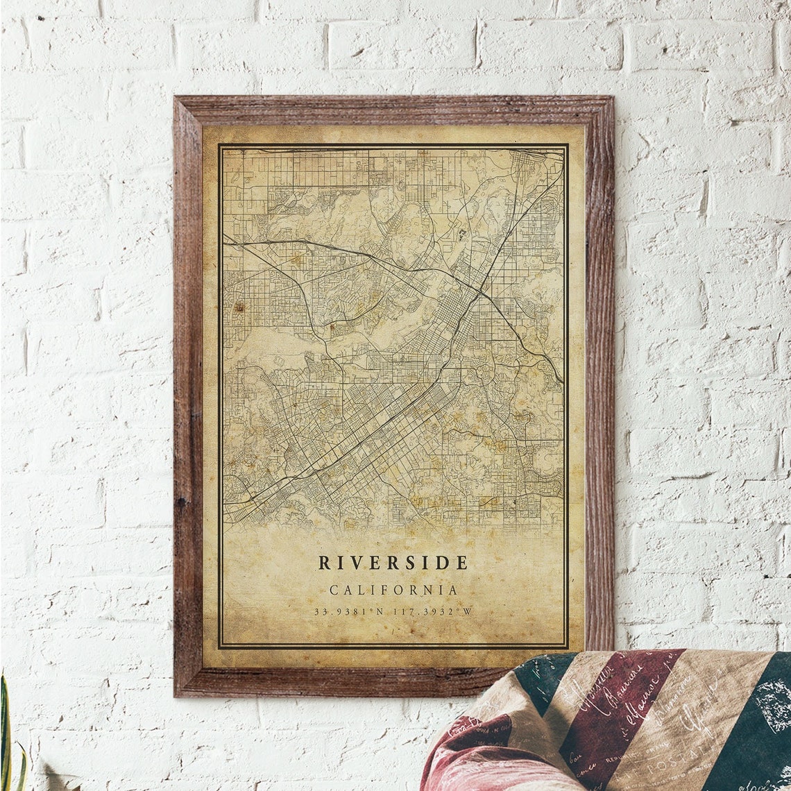 Riverside Vintage Map Poster Wall Art City Artwork Print - Etsy