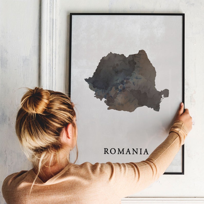 Romania Vintage Style Map Print Romania Map Poster Gift - Etsy