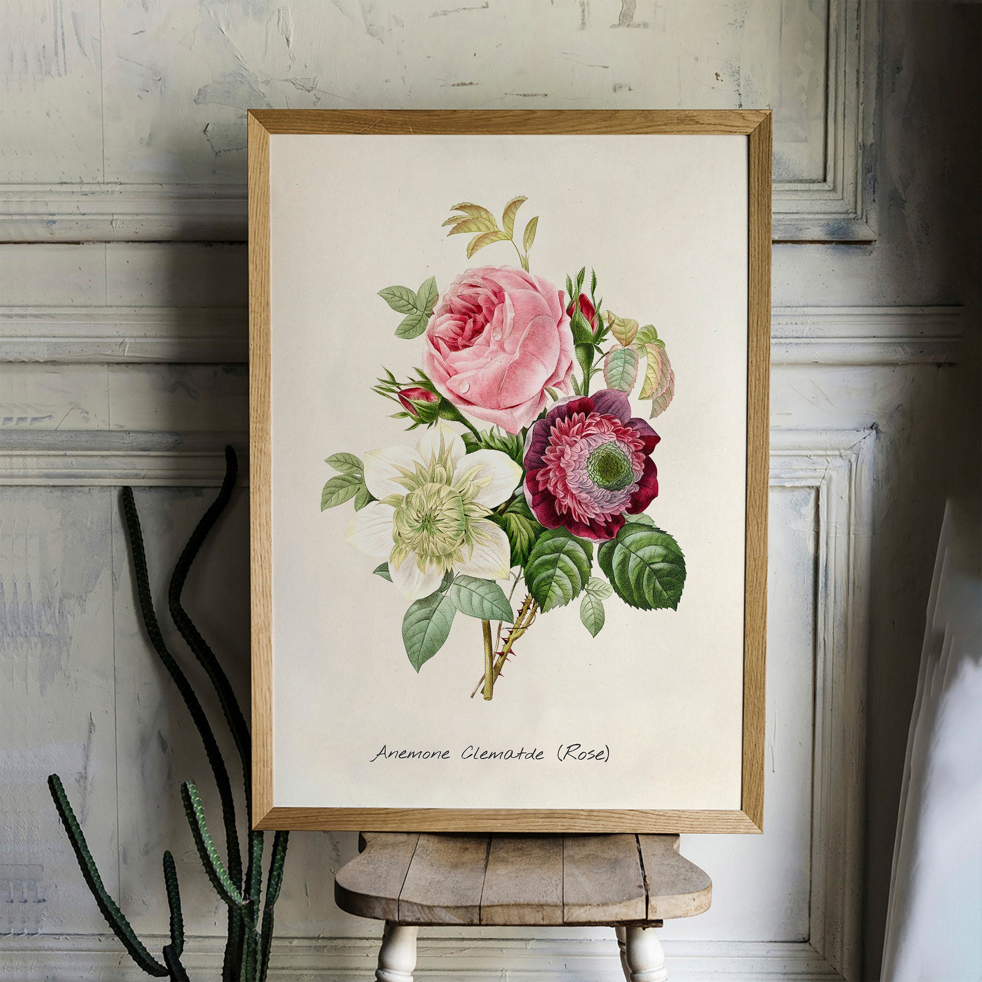 Rose Print Vintage Botanical Poster Wall Art Decor Kitchen - Etsy