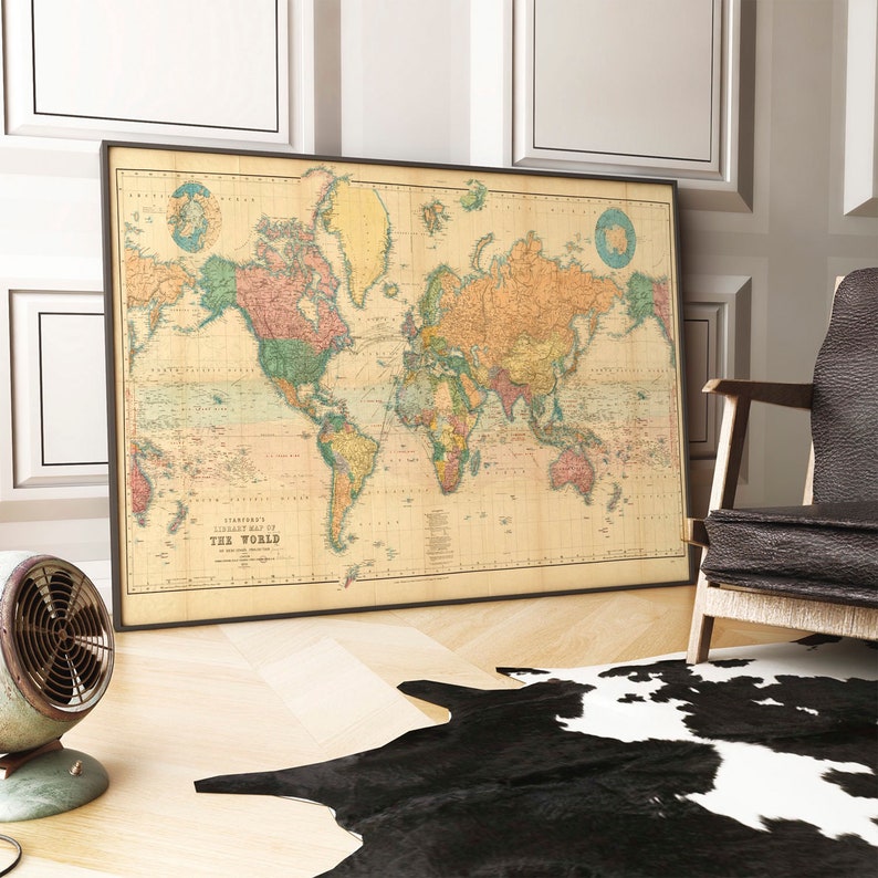 Beautiful World Map Vintage Atlas 1898 Mercator Projection - Etsy
