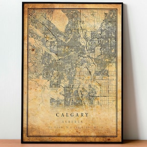 Calgary Vintage Map Poster Wall Art | City Artwork Print | Antique ...