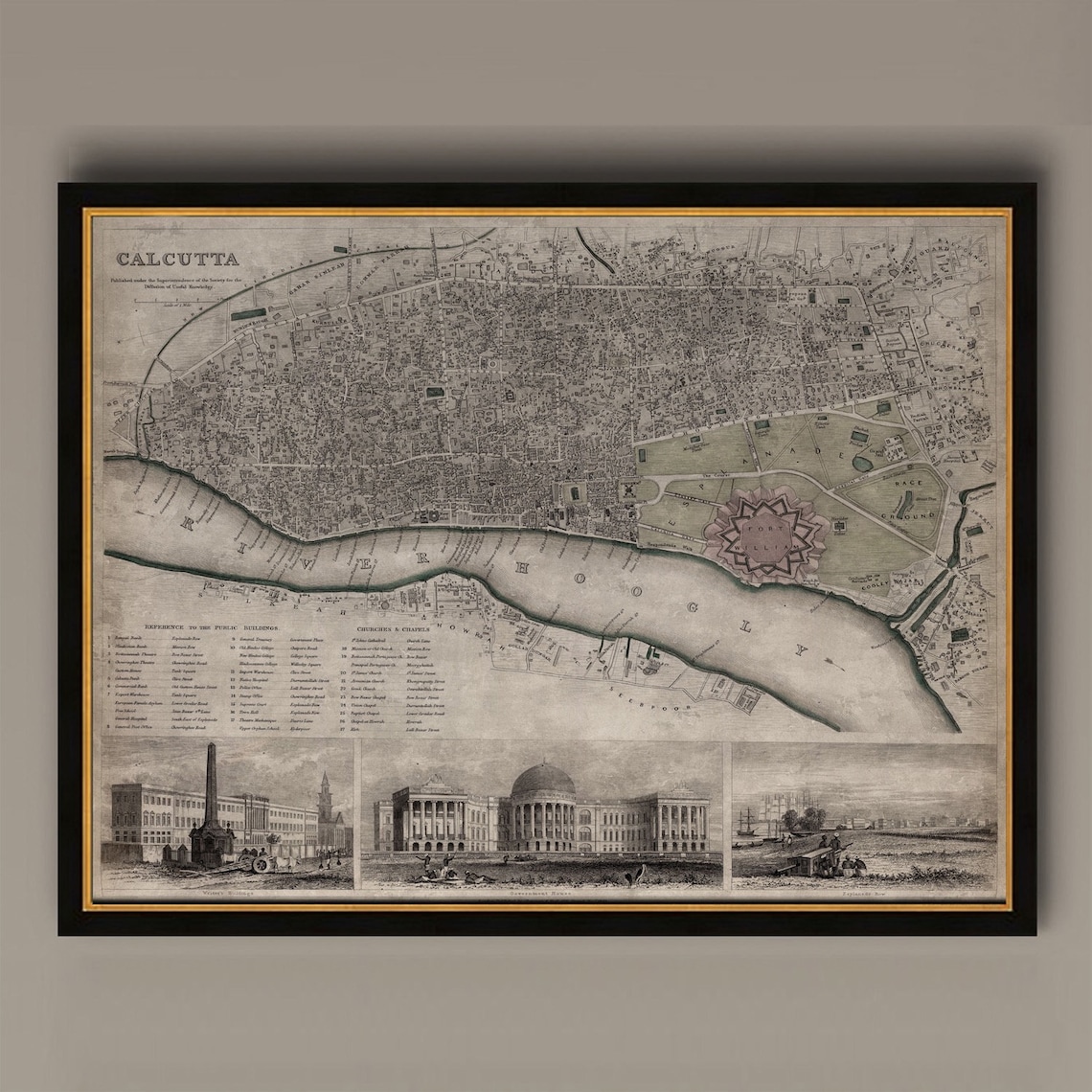 Vintage Calcutta Map Print: 19th Century India Wall Art - Etsy