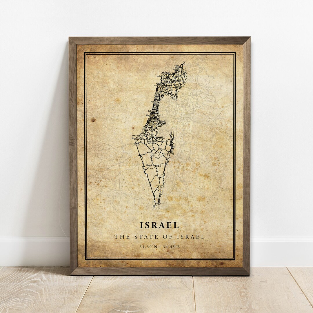Vintage Israel Map Print: Country Road Wall Art - Etsy