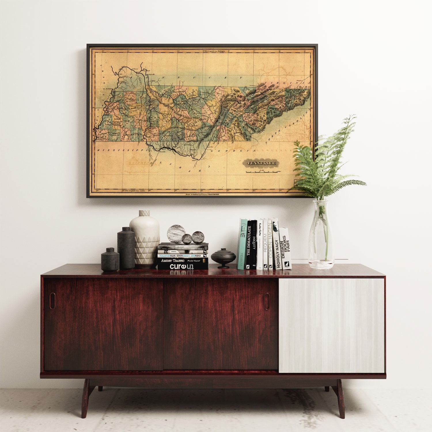 Map of Tennessee, 1826. Restoration Hardware Home Deco Style Old Wall ...