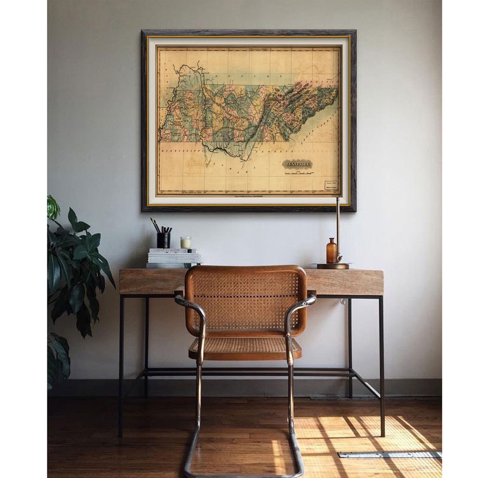 Map of Tennessee, 1826. Restoration Hardware Home Deco Style Old Wall ...