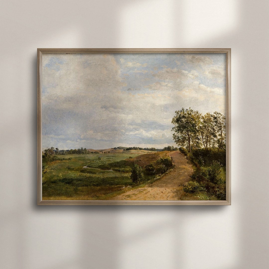 Vintage Country Landscape Oil Painting: Rustic Farmhouse Art - Etsy