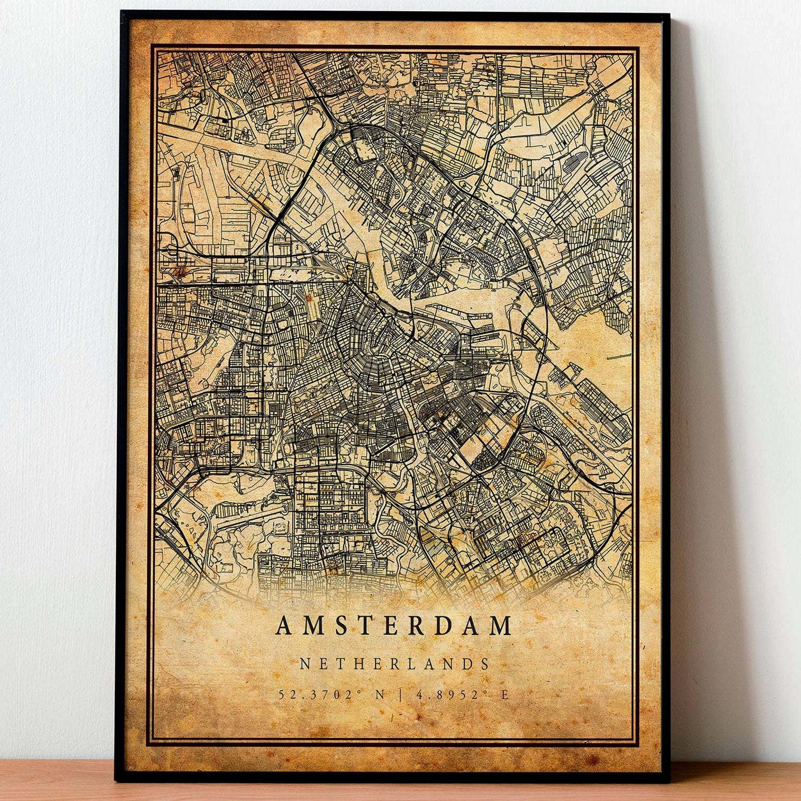 Amsterdam Map Poster: Vintage City Art Print - Etsy