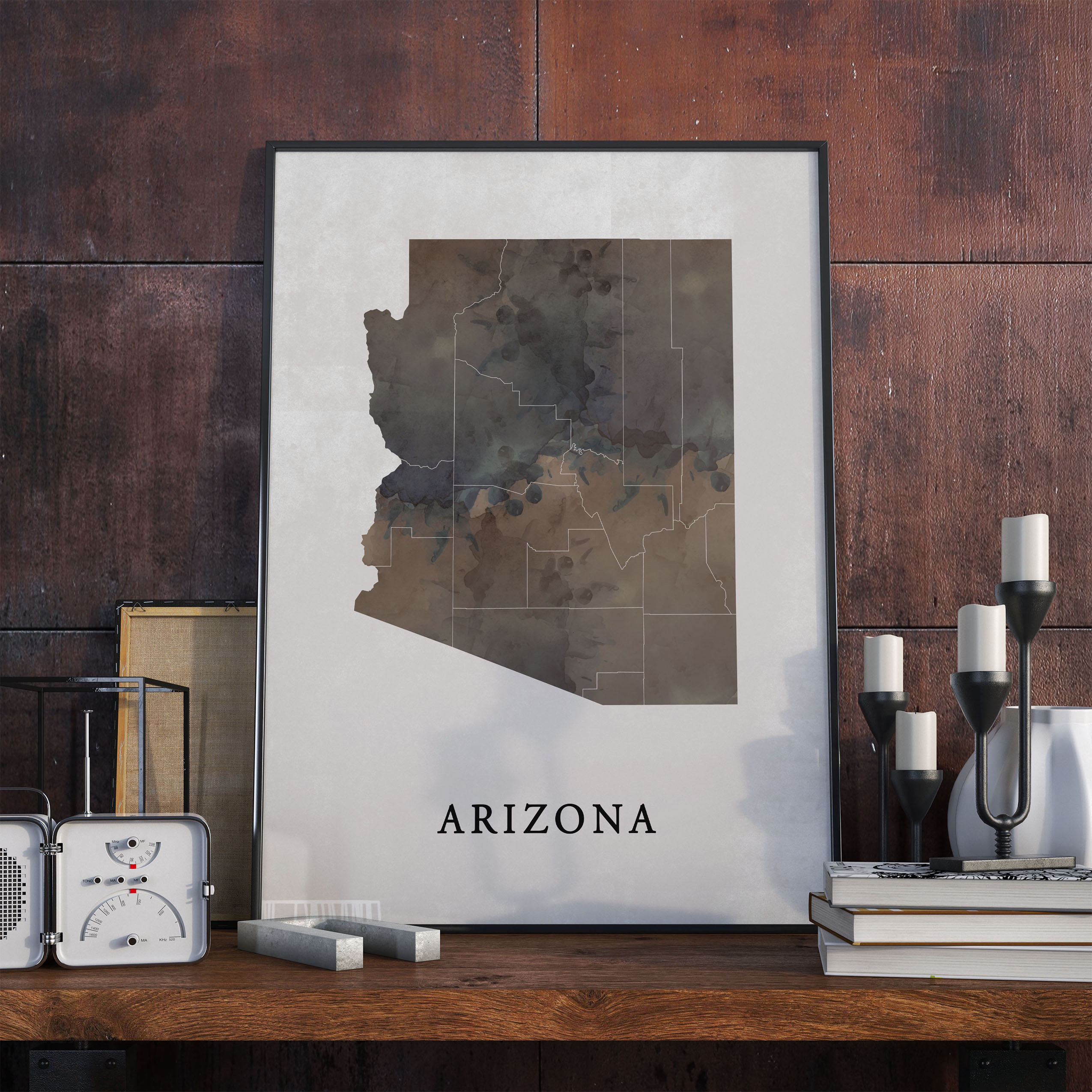 Arizona vintage style map print Arizona map poster gift | Etsy