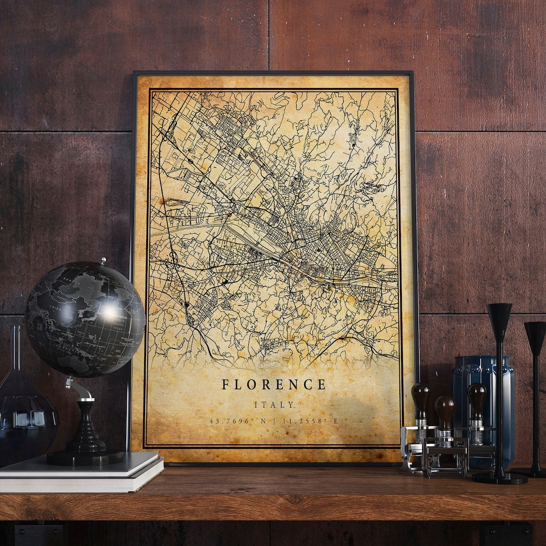 Florence Map Print: Vintage City Artwork, Rustic Home Decor - Etsy