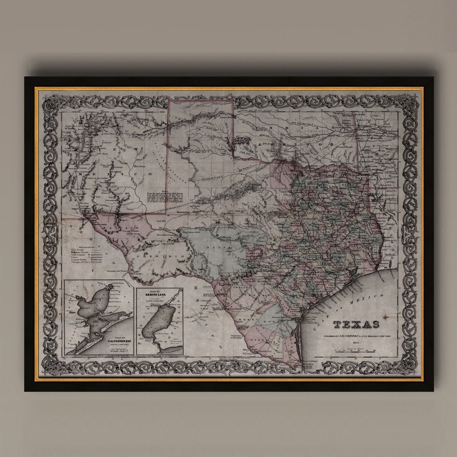 Texas Map Vintage Map of Texas State Map Vintage Wall Art | Etsy