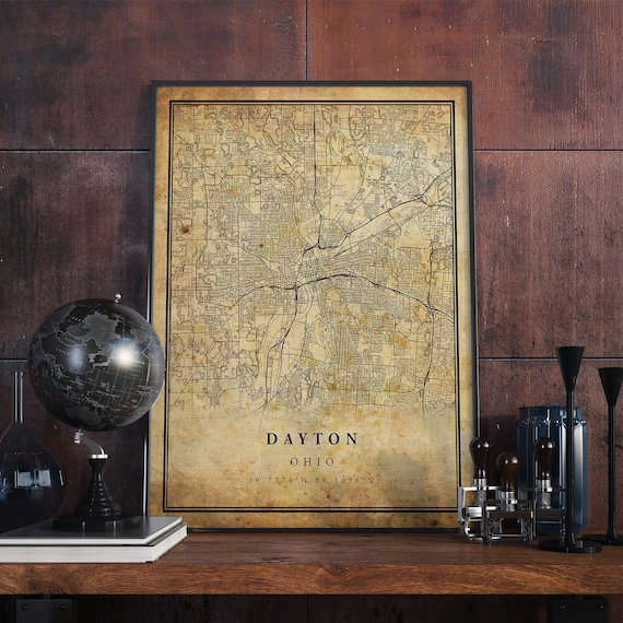 Dayton Vintage Map Poster Wall Art City Artwork Print - Etsy