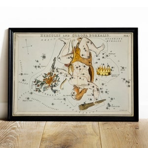 Hercules Print, Antique Space Painting, Vintage Drawing Poster Wall Art ...