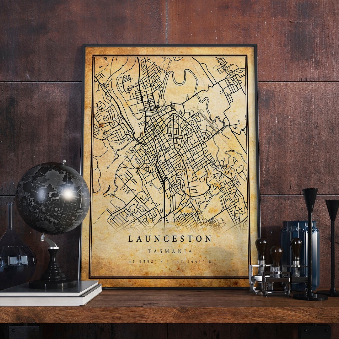 Launceston Tasmania Map Print: Vintage Style City Art - Etsy