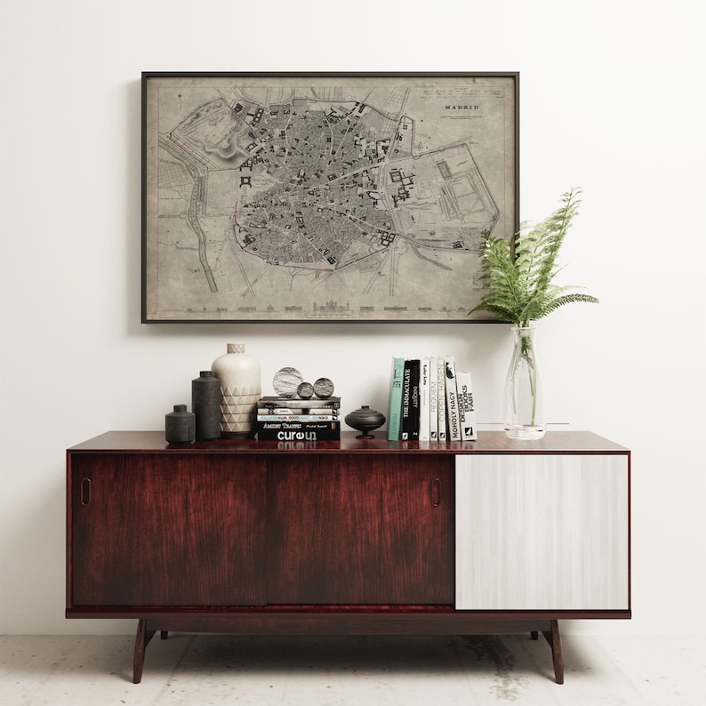 Vintage Madrid Map Print: 19th Century Spain Wall Art - Etsy