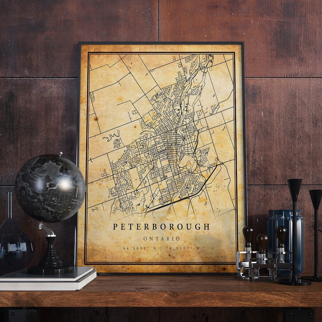 Peterborough Vintage Map Poster Wall Art City Artwork Print Antique ...