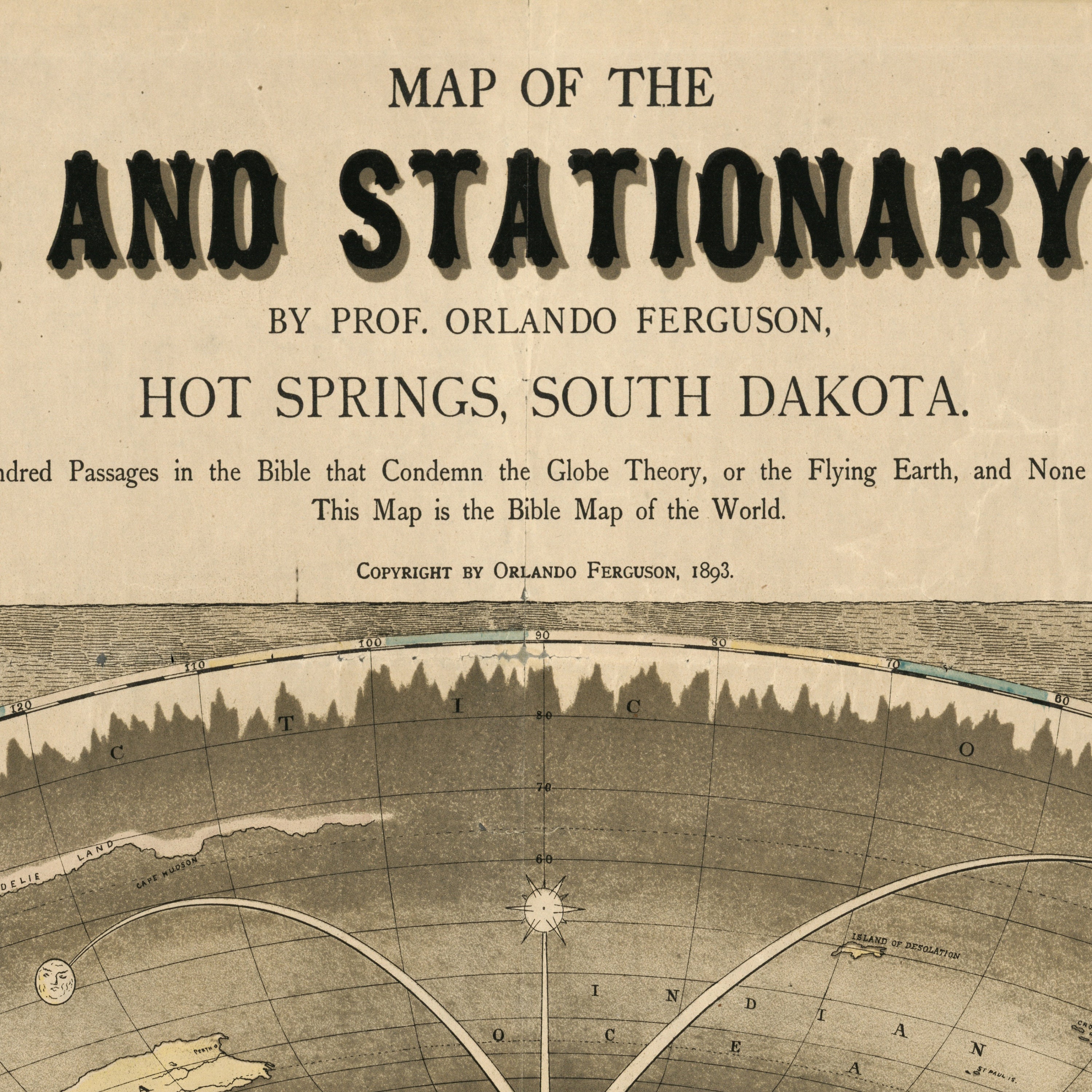 Greeting Card of World Map Of Square Stationary Flat Earth 1893 Antique ...