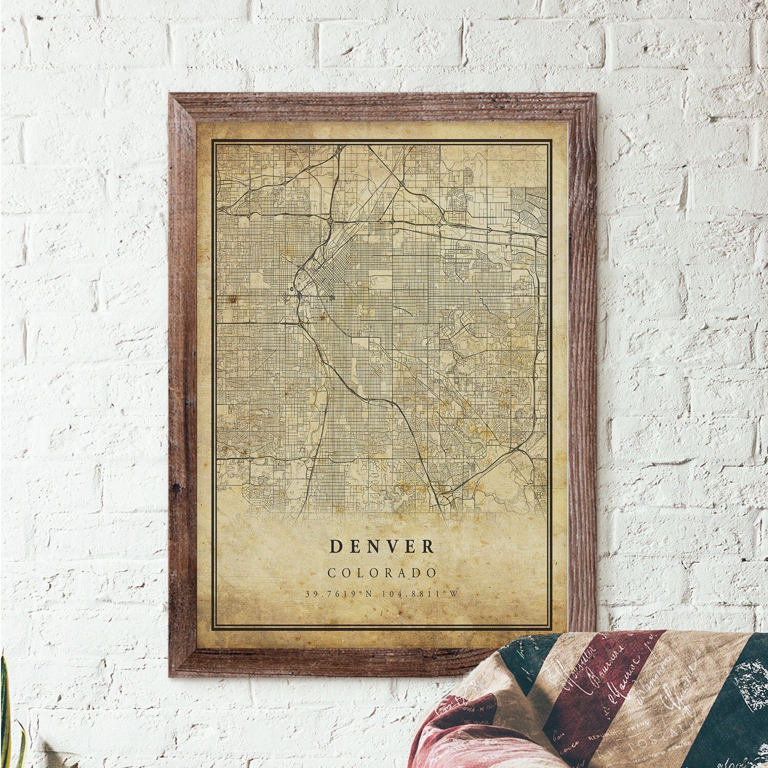 Denver Vintage Map Poster Wall Art City Artwork Print | Etsy