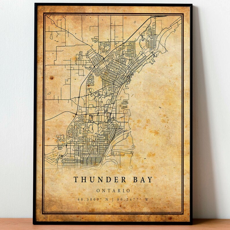 Thunder Bay Vintage Map Art Print: Rustic Ontario Home Decor - Etsy UK