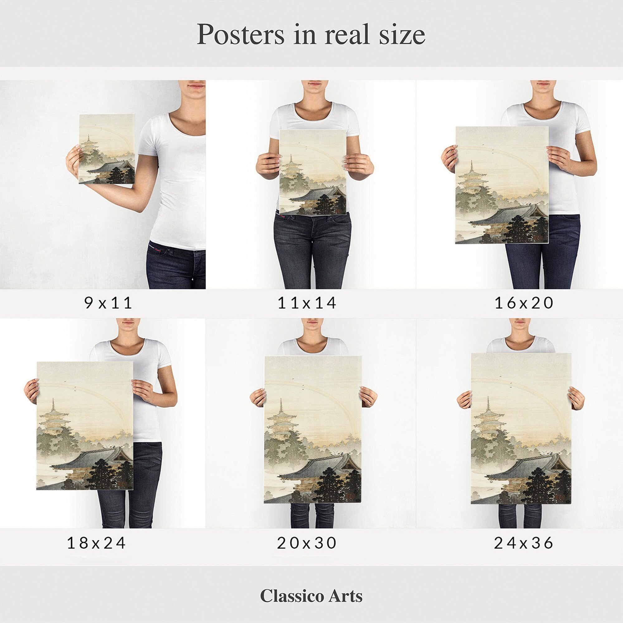 Pagoda Print Antique Space Painting Vintage Drawing Poster - Etsy