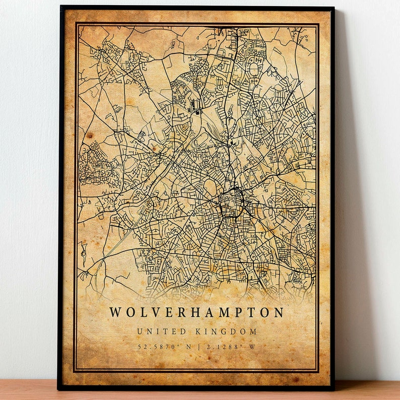 Wolverhampton Vintage Map Poster Wall Art City Artwork Print | Etsy