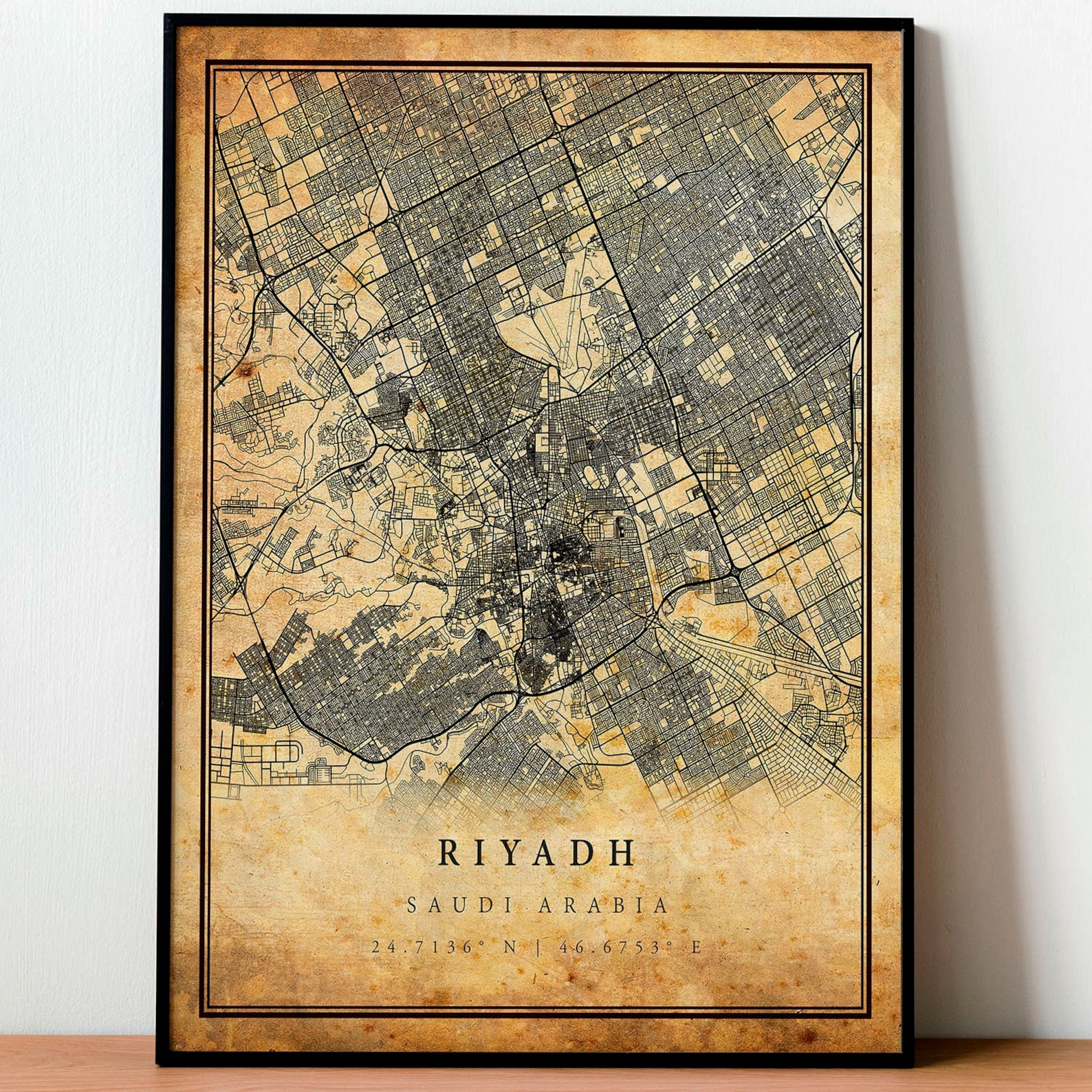 Riyadh Vintage Map Poster Wall Art City Artwork Print | Etsy