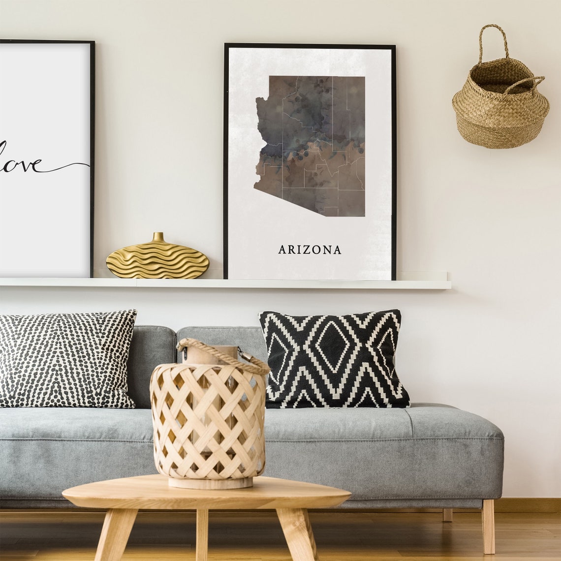 Arizona vintage style map print Arizona map poster gift | Etsy