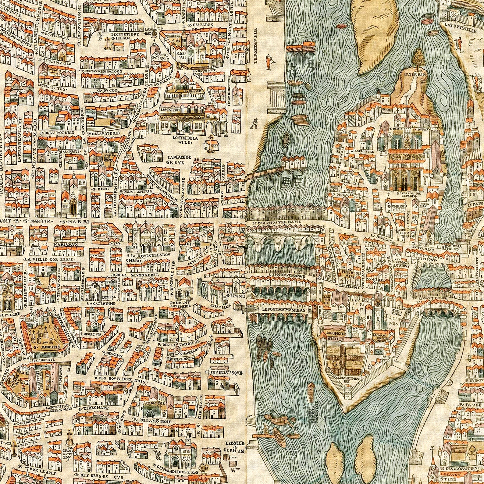 Old Map of Paris 1550 Paris Map Restoration Decor Style | Etsy Hong Kong