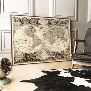 Old World Map Baptiste 1708 World Map Print Antique Style World Map ...