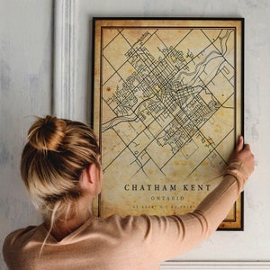 Chatham Kent Vintage Map Poster Wall Art | City Artwork Print | Antique ...
