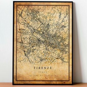 Firenze Vintage Map Poster Wall Art | City Artwork Print | Antique ...