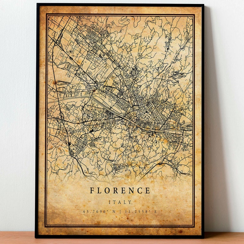 Florence Map Print: Vintage City Artwork, Rustic Home Decor - Etsy