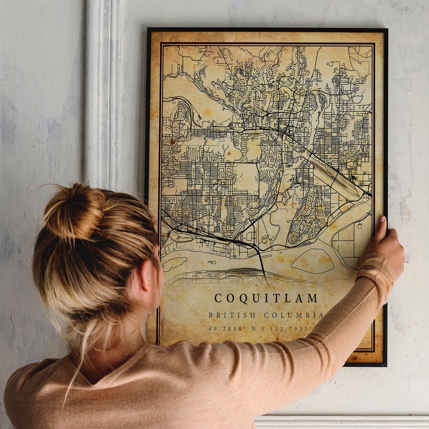Coquitlam Vintage Map Poster Wall Art City Artwork Print | Etsy UK