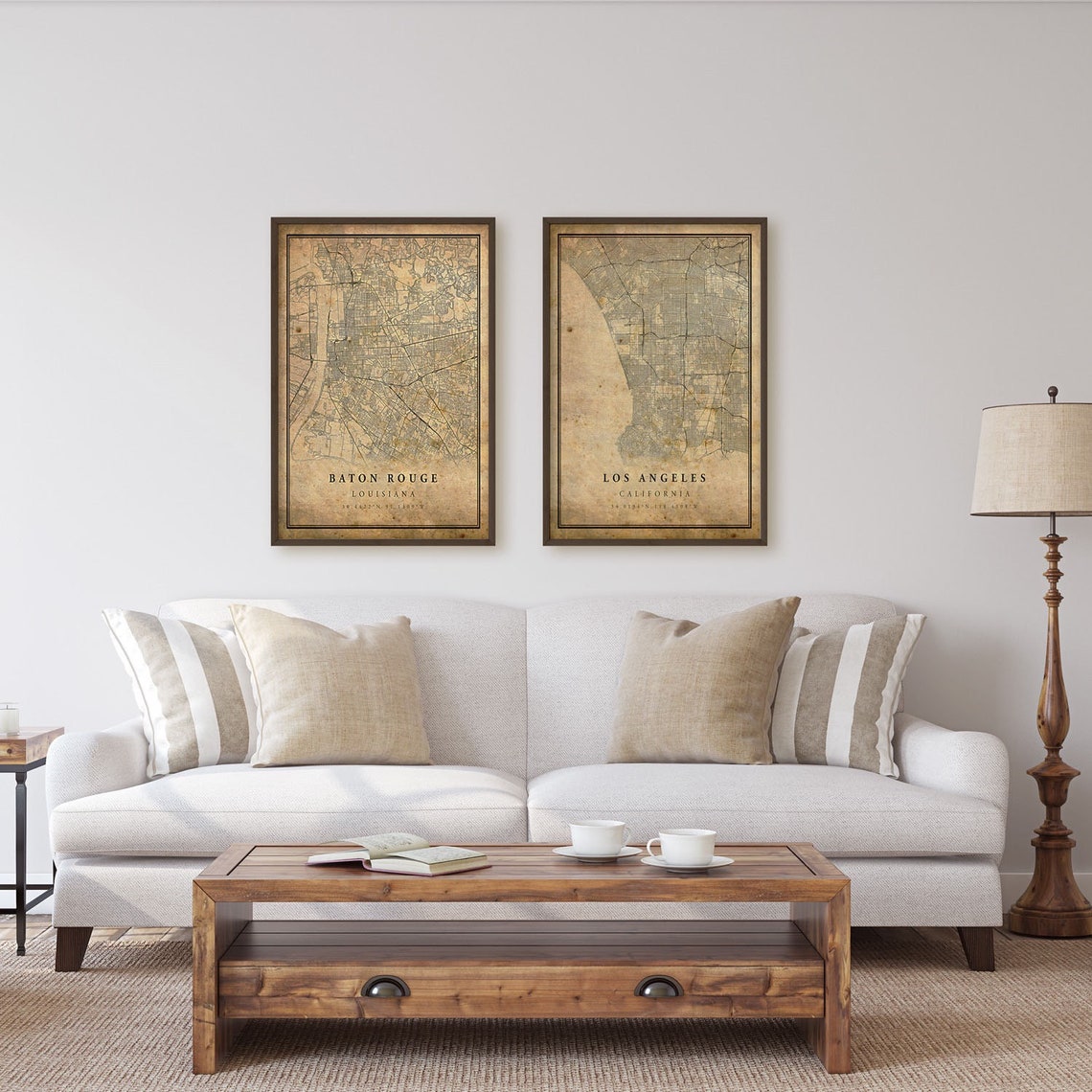 Baton Rouge Vintage Map Poster Wall Art City Artwork Print - Etsy