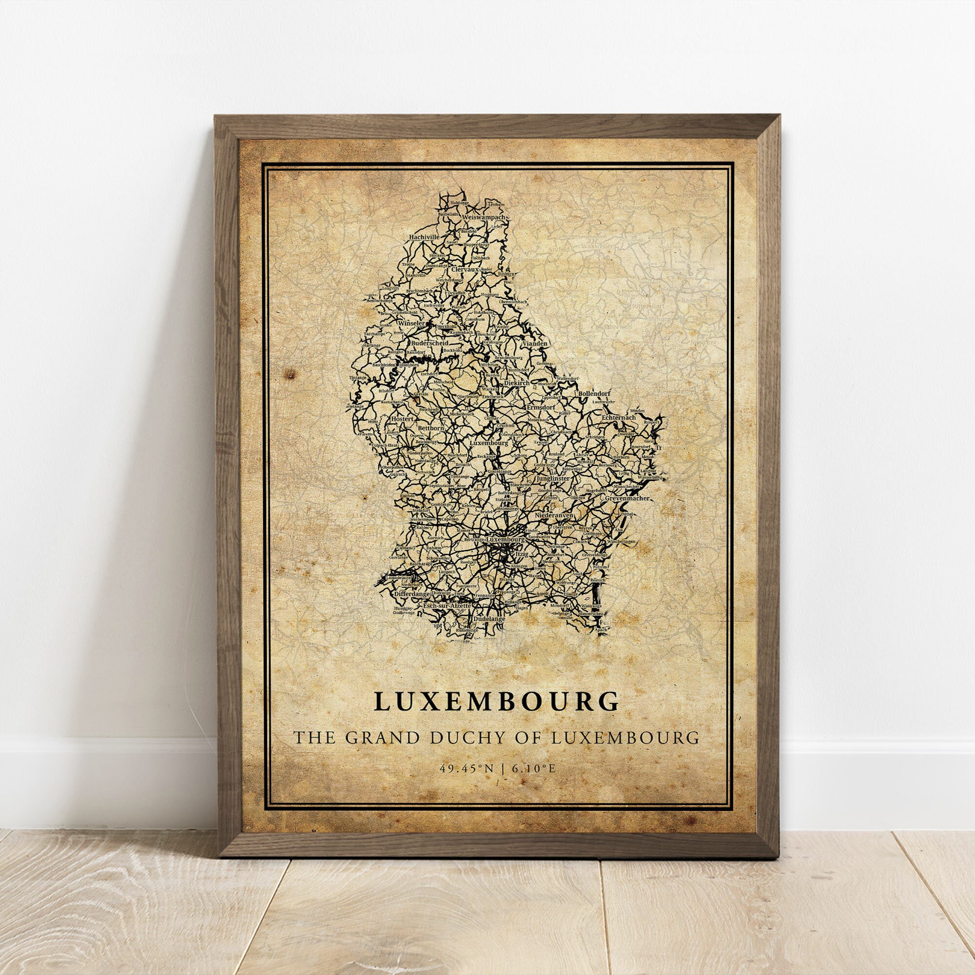 Luxembourg Vintage Map Poster Print Country Street Road Map - Etsy