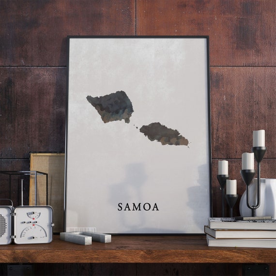 Samoa vintage style map print Samoa map poster gift Samoa | Etsy