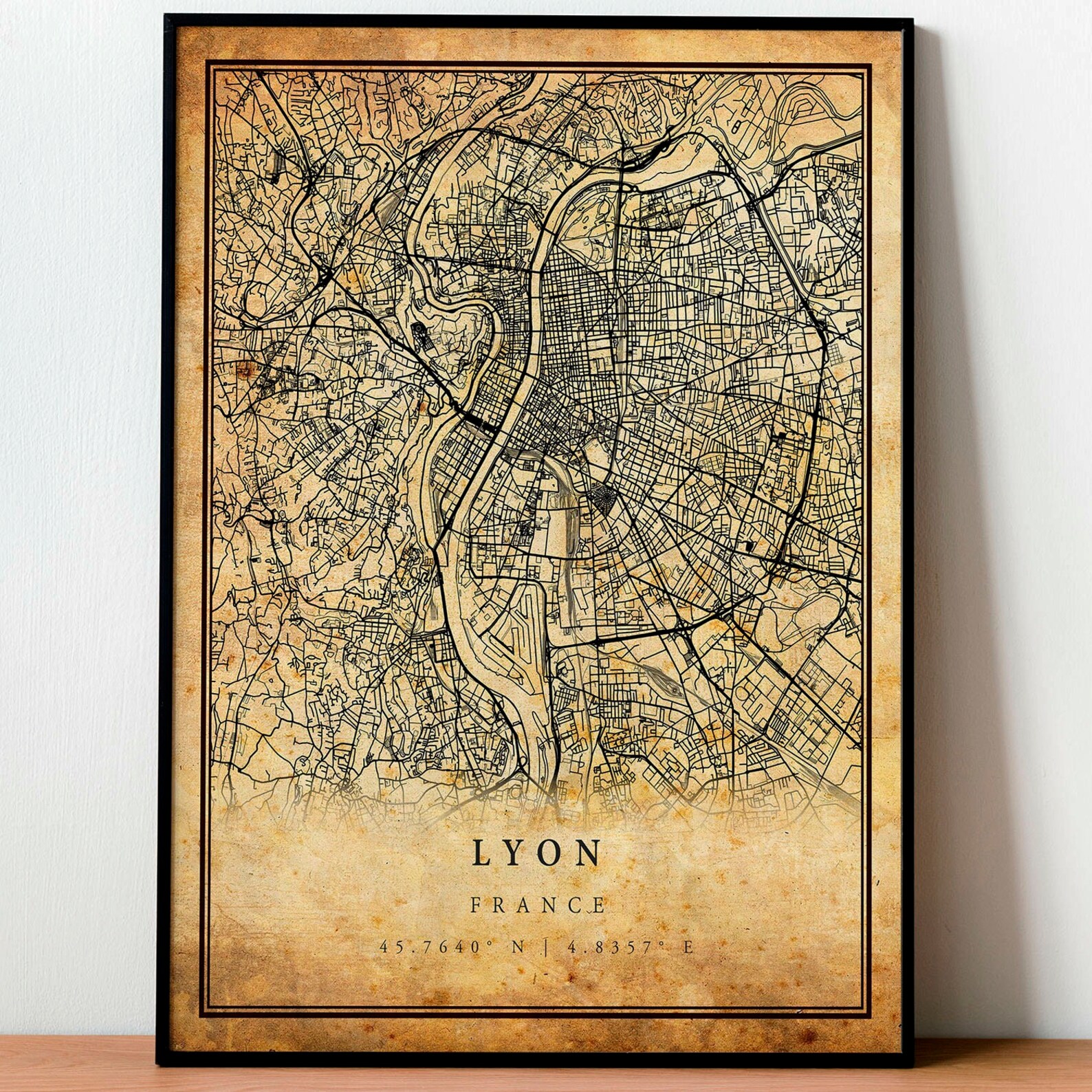 Lyon Vintage Map Poster Wall Art City Artwork Print - Etsy
