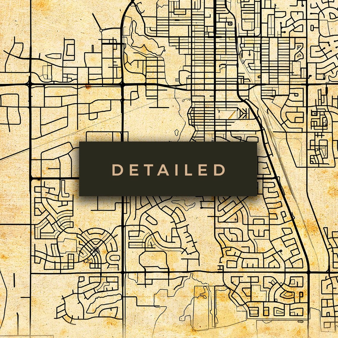 Grande Prairie Vintage Map Poster Wall Art City Artwork | Etsy