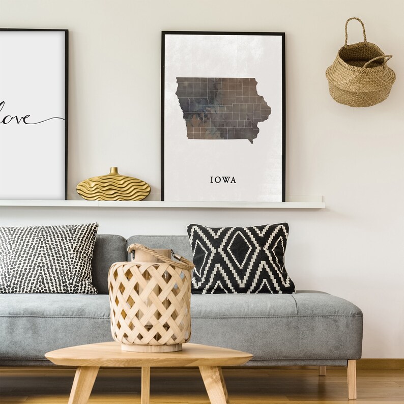 Iowa Vintage Style Map Print Iowa Map Poster Gift Iowa Wall - Etsy