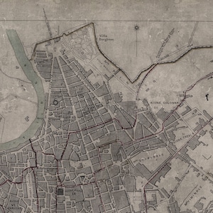 Rome Map, Vintage Map of Rome, Italy, Vintage Wall Art, Home Decor ...