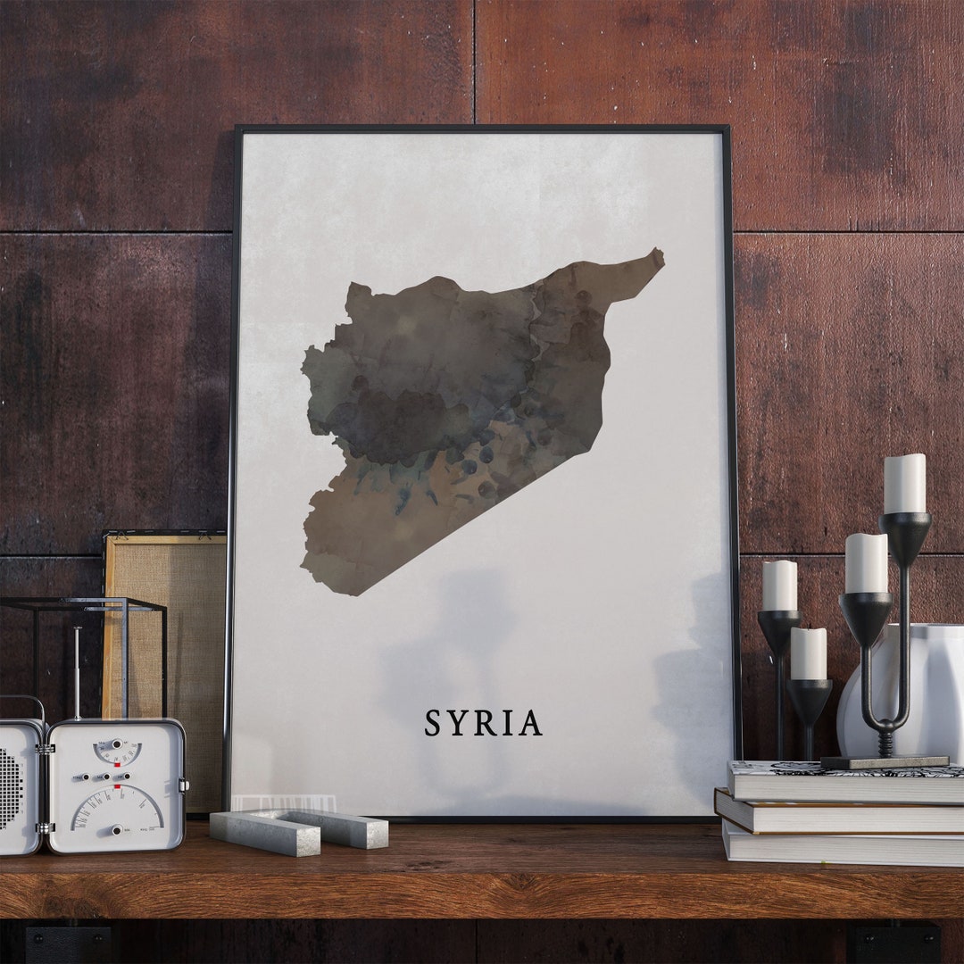 Syria Vintage Style Map Print, Syria Map Poster, Gift, Syria Wall Art ...