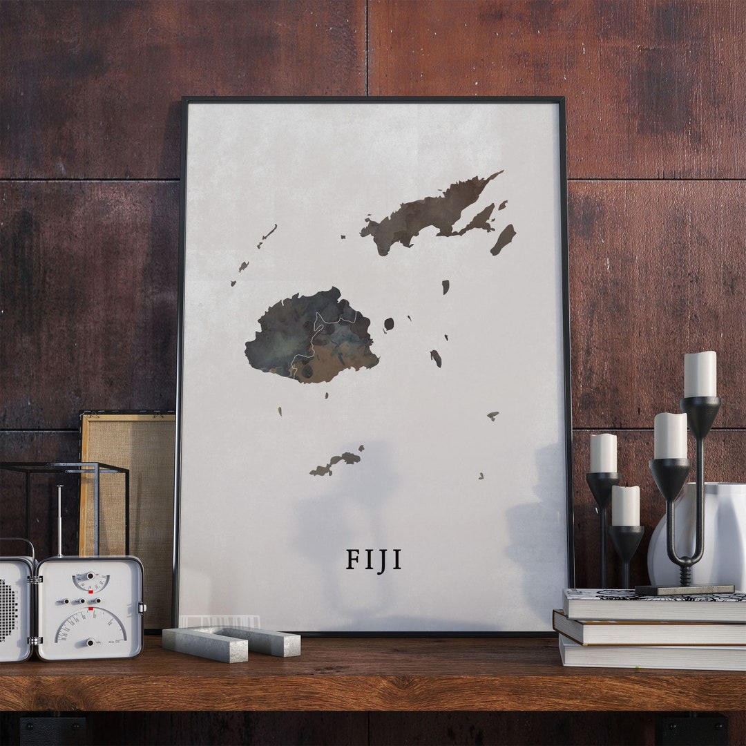 Fiji Vintage Style Map Print, Fiji Map Poster, Gift, Fiji Wall Art ...