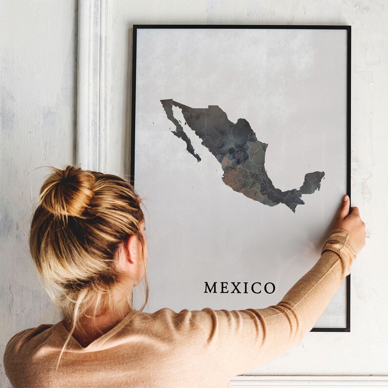 Mexico vintage style map print Mexico map poster gift | Etsy