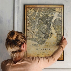 Montreal Vintage Map Poster Wall Art | City Artwork Print | Antique ...