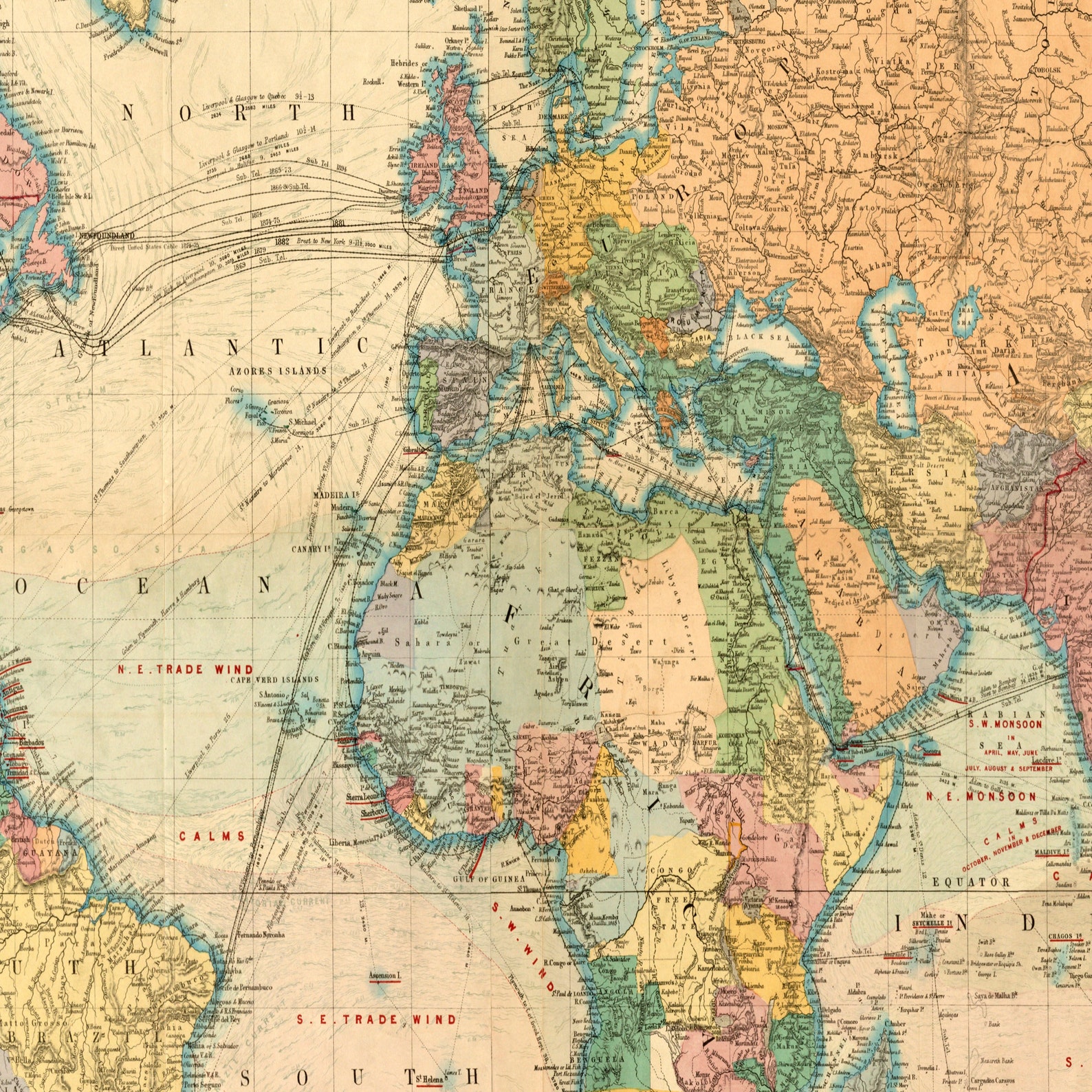 Beautiful World Map Vintage Atlas 1898 Mercator Projection - Etsy