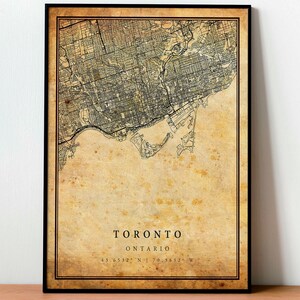 Toronto Vintage Map Poster Wall Art | City Artwork Print | Antique ...